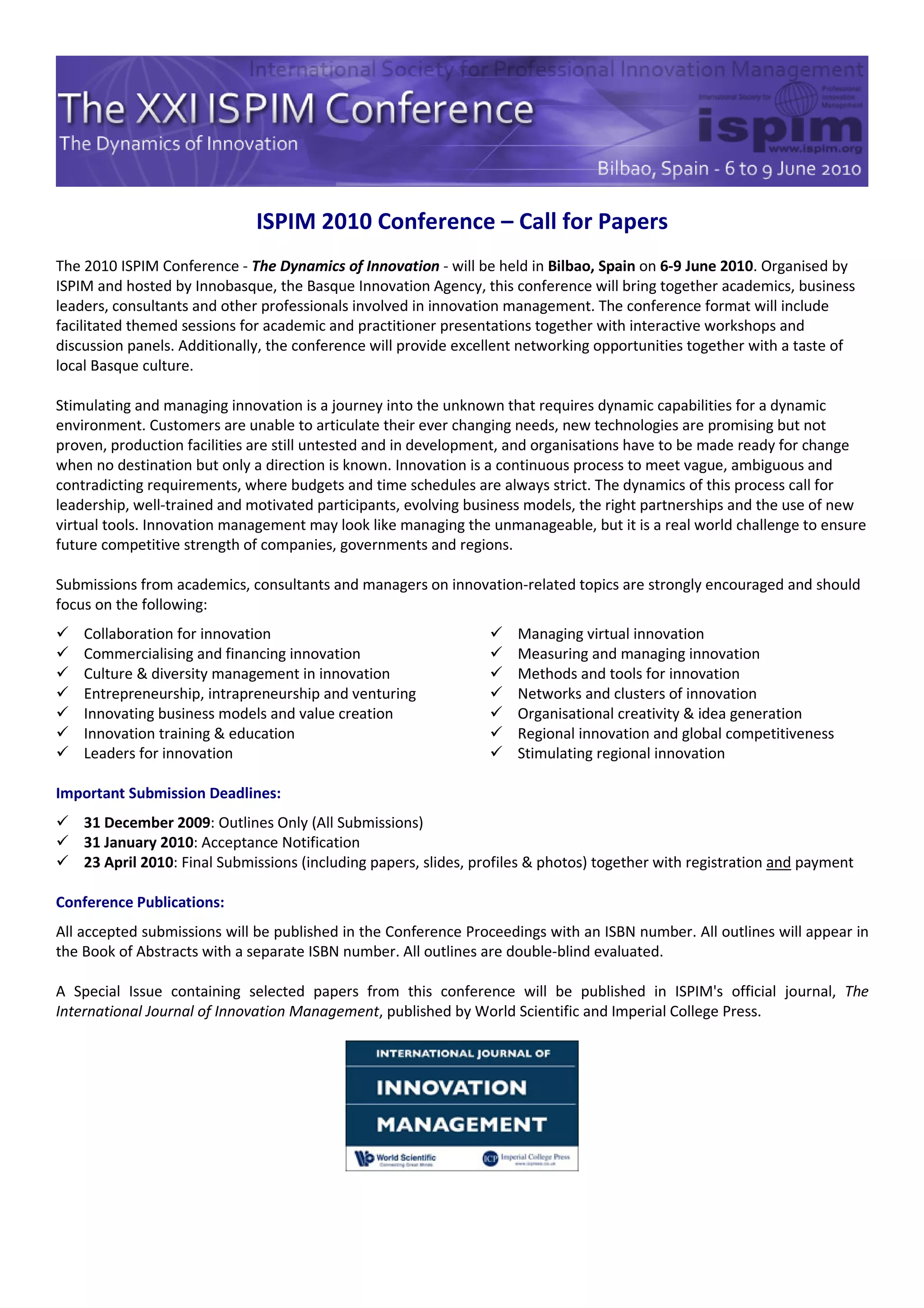 ISPIM_2010_Call_for_papers | PDF