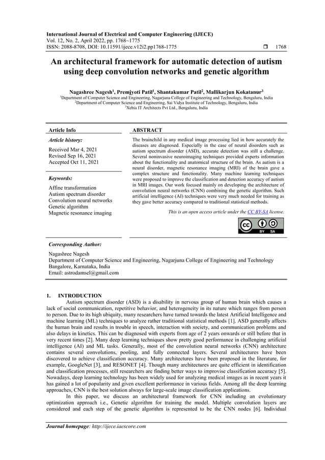 An architectural framework for automatic detection of autism using deep convolution networks and ...