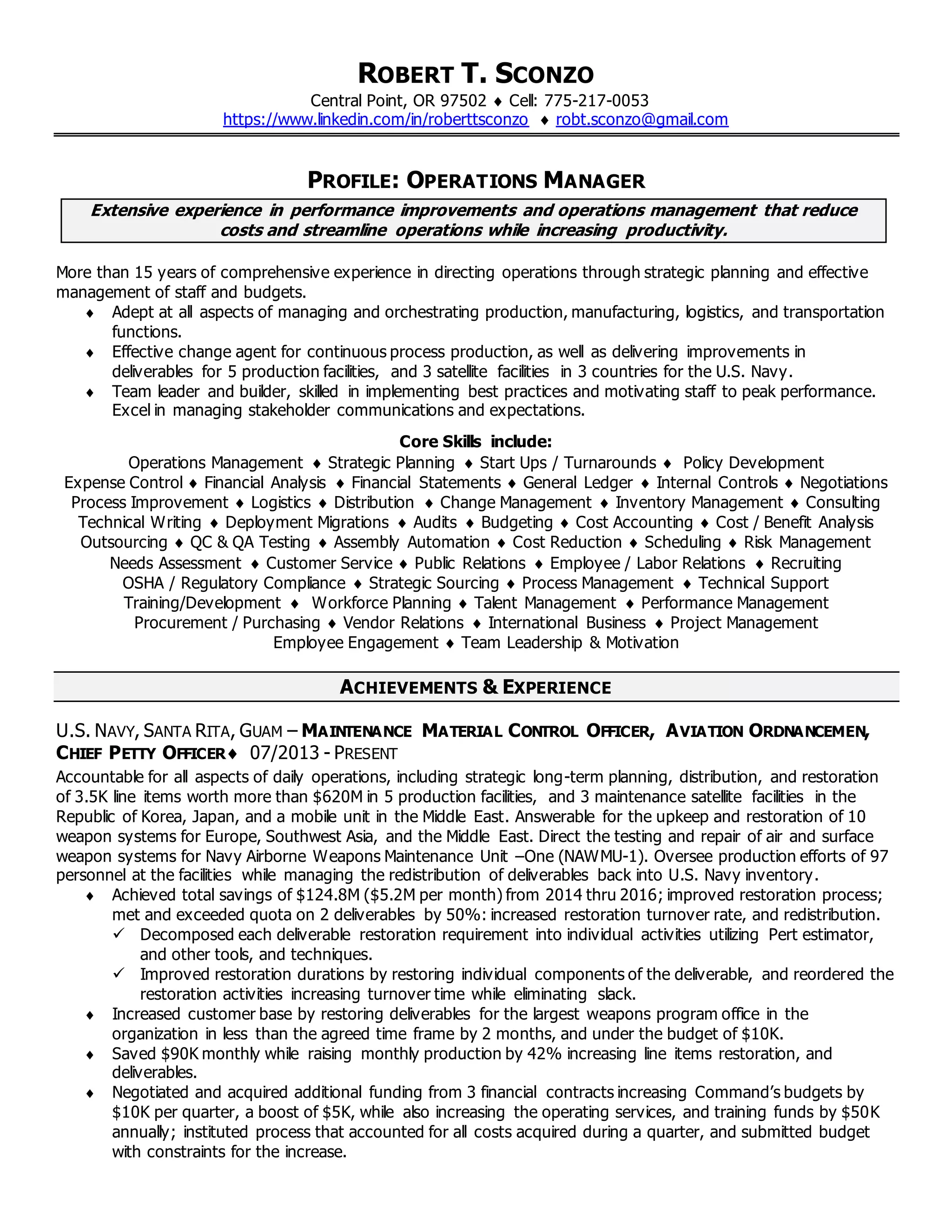 Robert T Sconzo Resume | DOCX