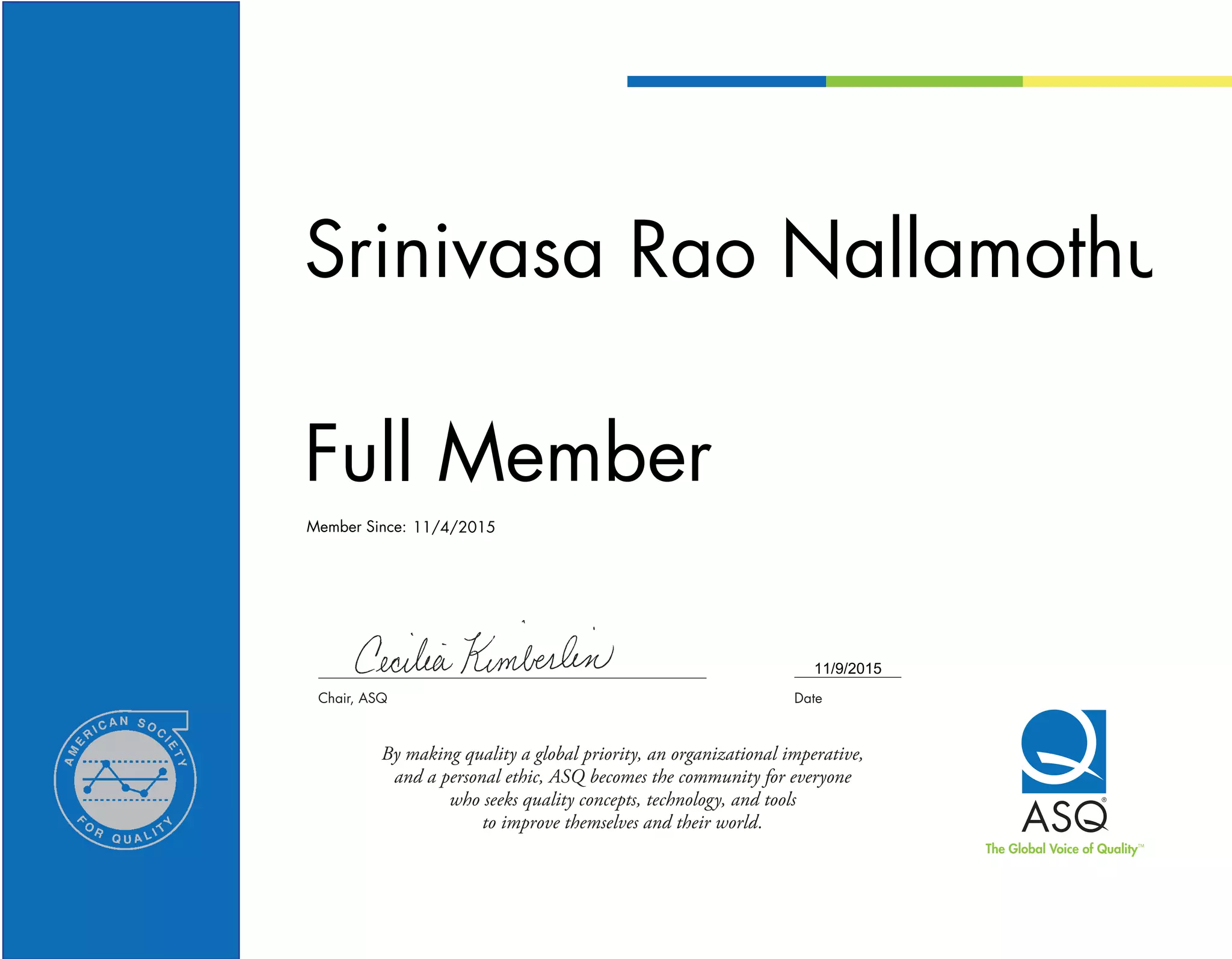 ASQ membership certificate | PPT