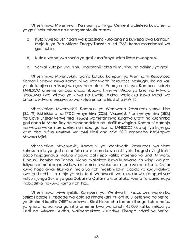 Taarifa-ya-kamati-teule-ya-bunge-kuhusu-gesi | PDF