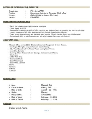 Mubarak Zeb Resume | DOCX