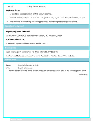 Jebin Jacob CV | DOC