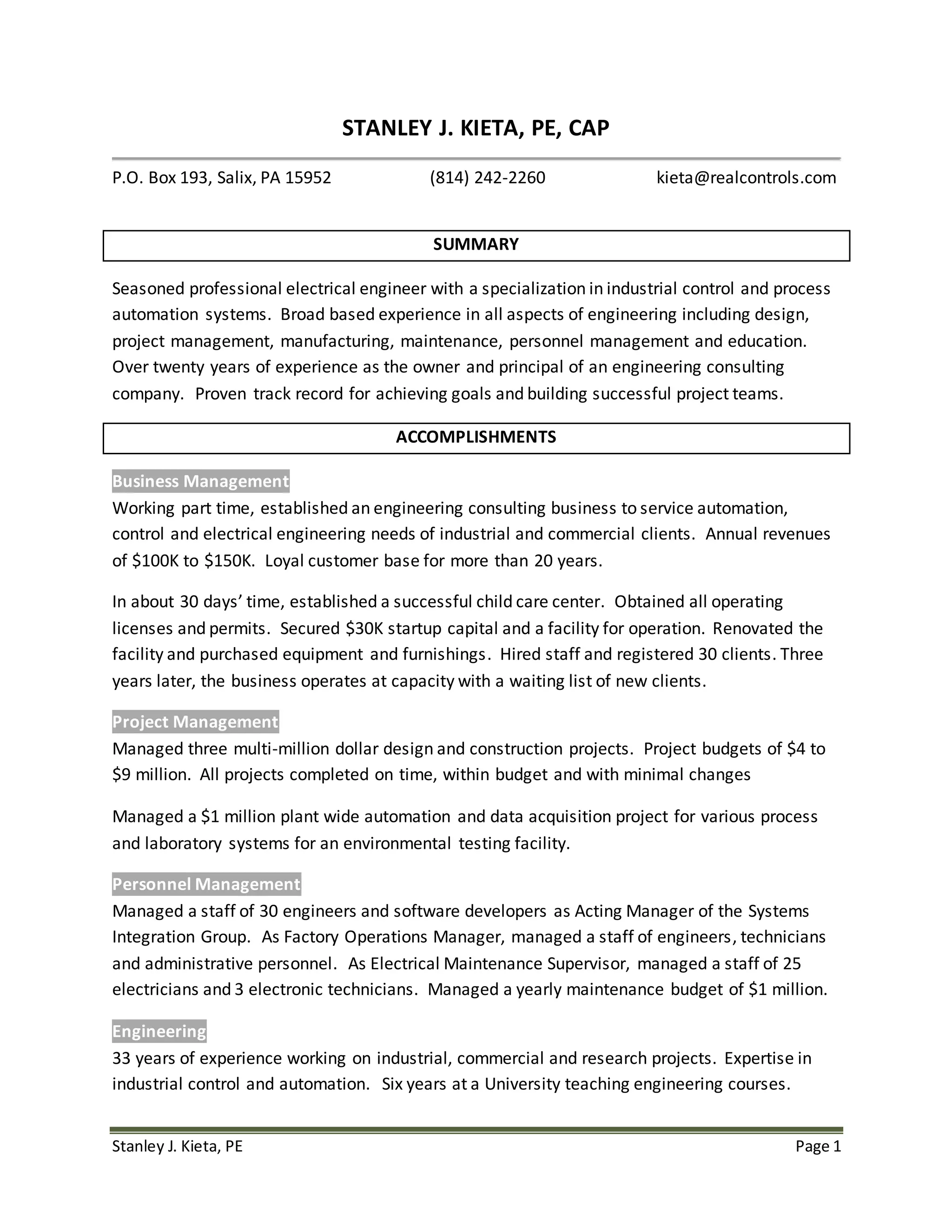 Stanley Kieta Resume | DOCX