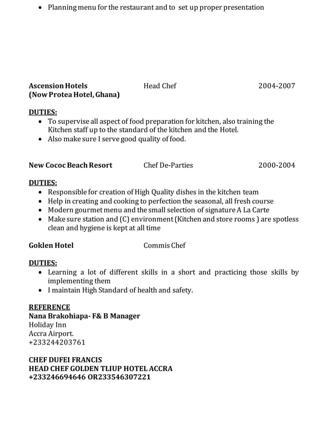 george cv(8) | DOCX | Dining Out | Food & Drink