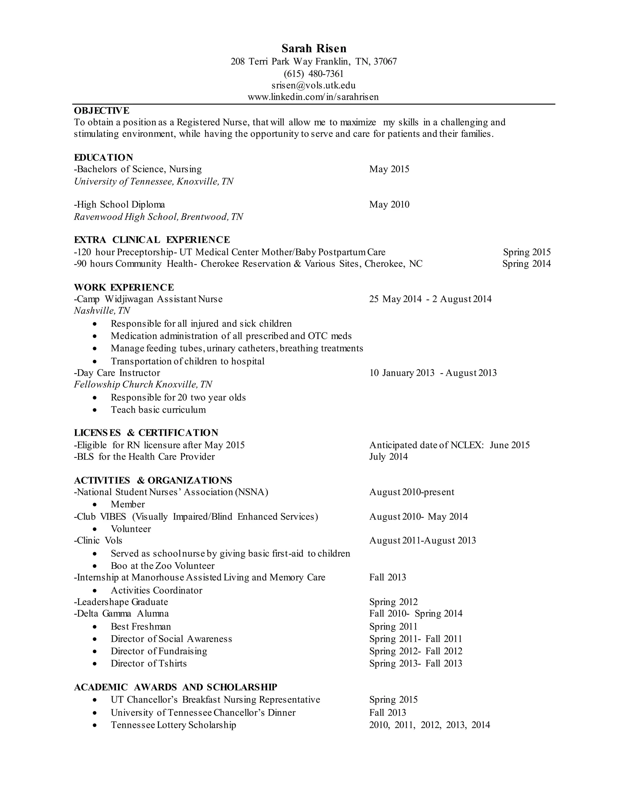 Resume Fall 2014 | DOCX