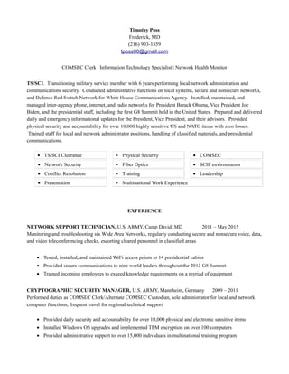 Resume | DOC | IT and Internet Support | Internet