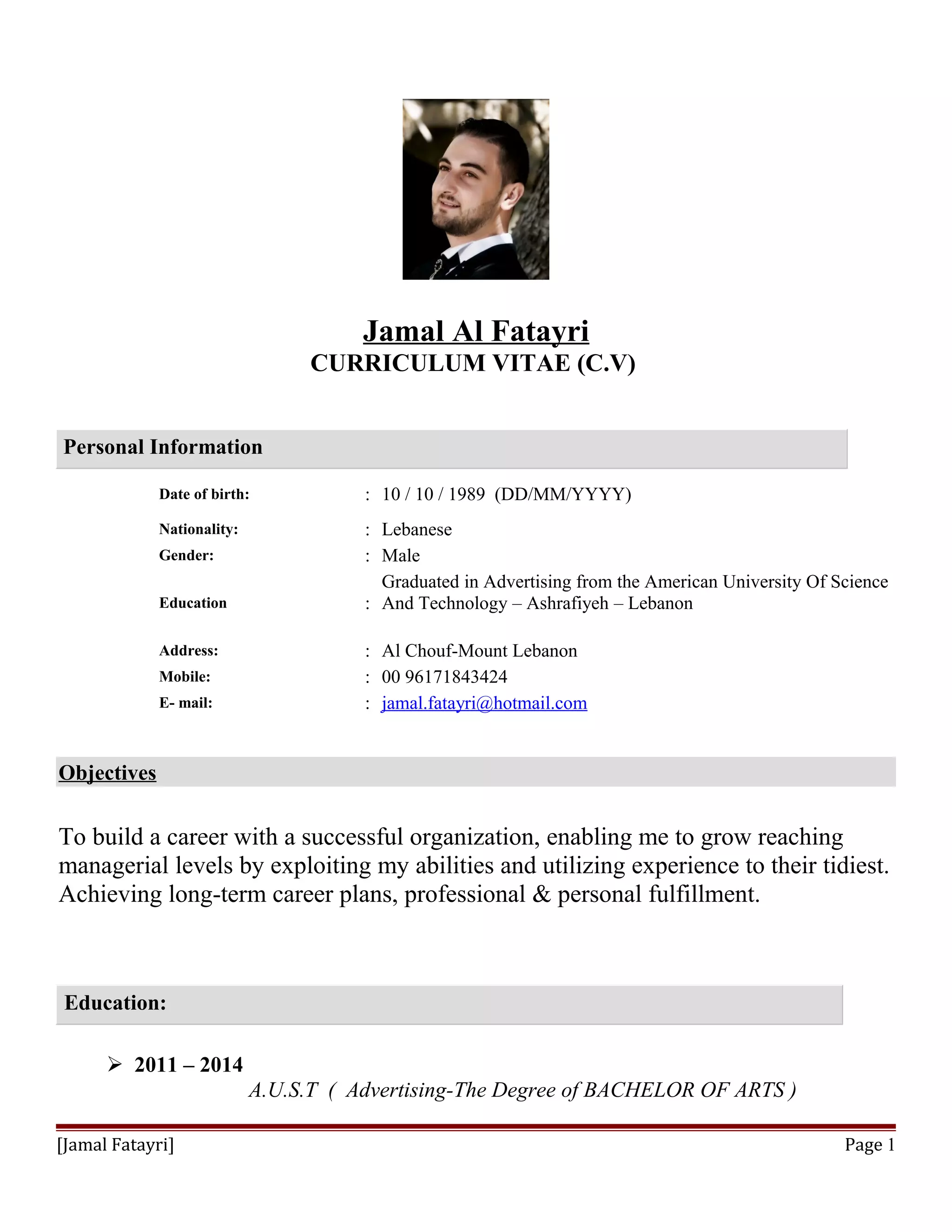 Jamal Al Fatayri c.v | DOC