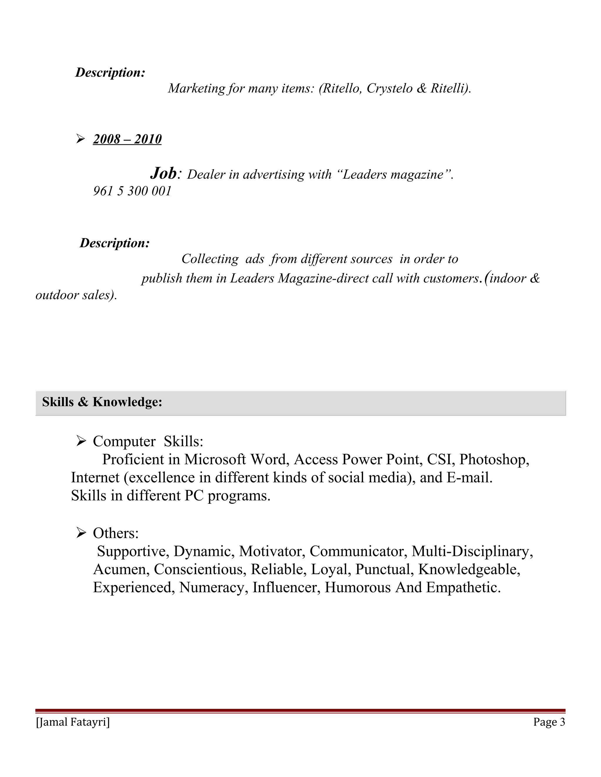 Jamal Al Fatayri c.v | DOC