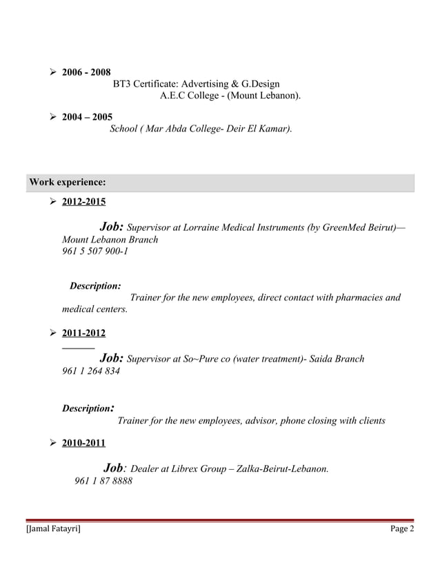 Jamal Al Fatayri c.v | DOC