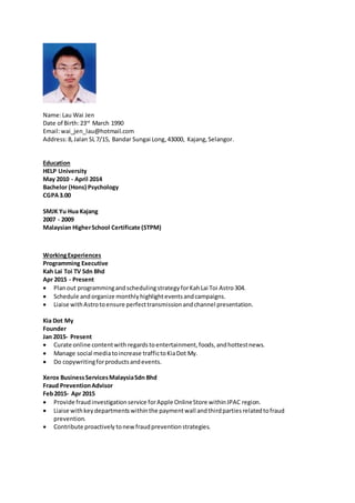 My Resume 2015 | DOCX | Business | Business and Finance