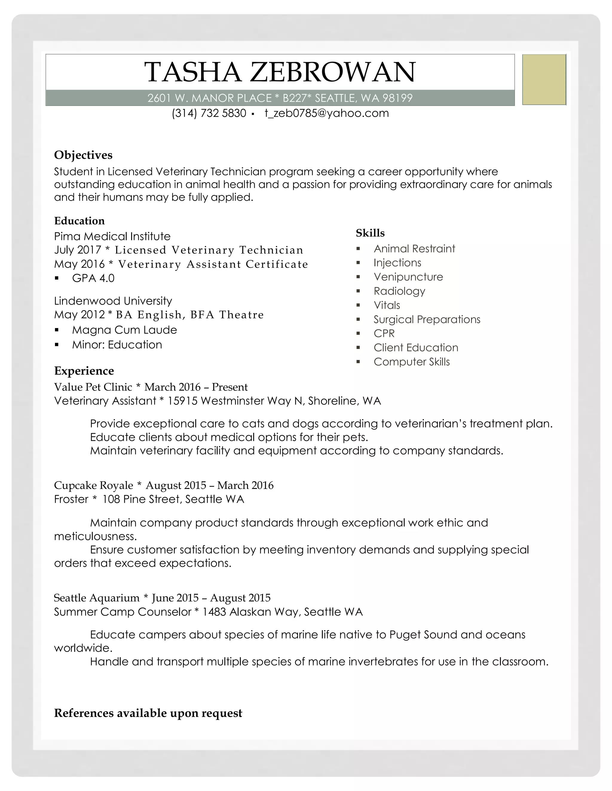 Vet Assistant Resume | PDF