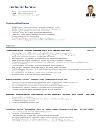 CV - Luis I Troconis G - 2015 - English | PDF