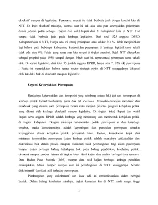 urgensi keterlibatan perempuan dalam politik | PDF