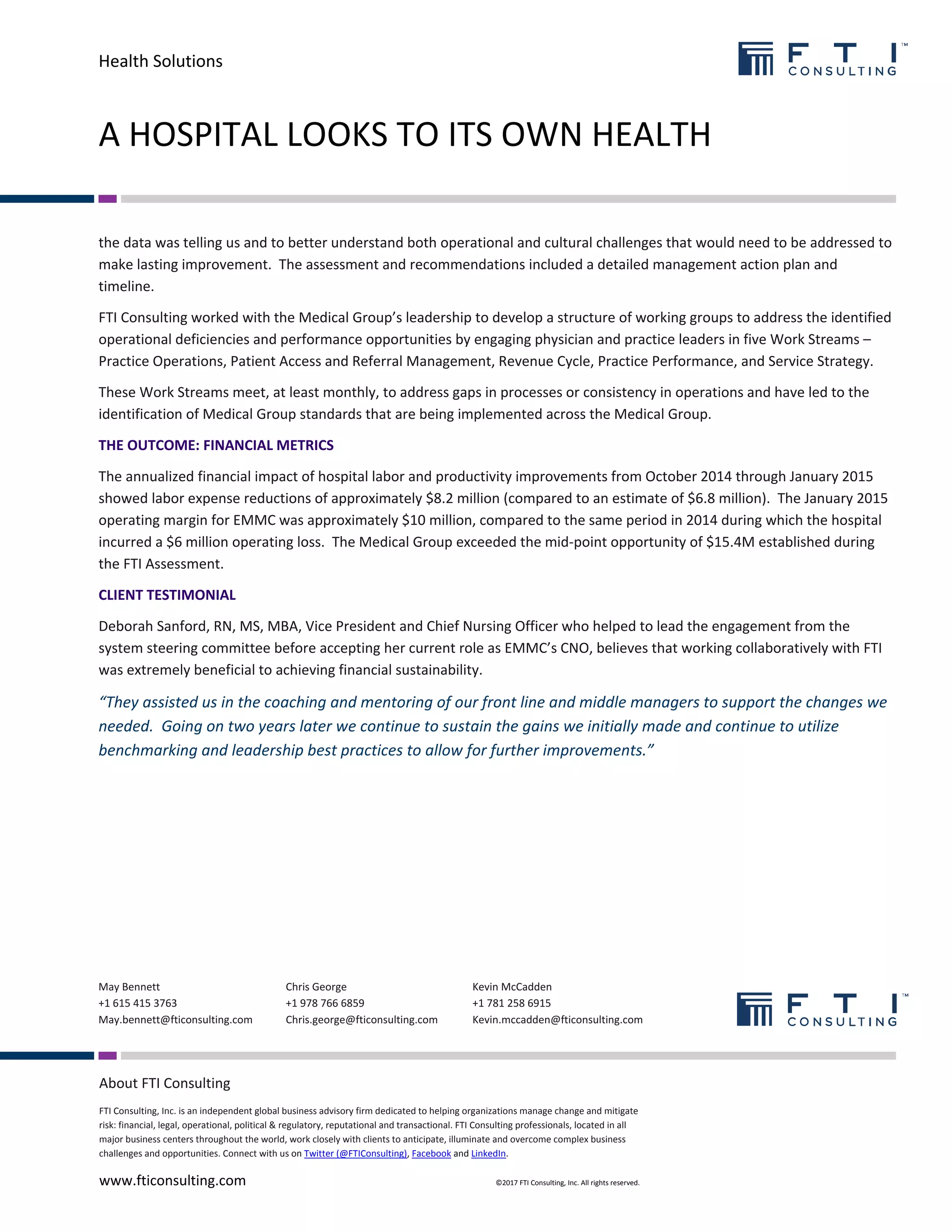 Case Study - EMMC Labor and PE - FTI Consulting | PDF