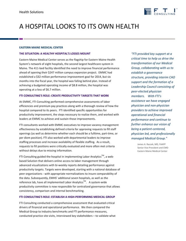 Case Study - EMMC Labor and PE - FTI Consulting | PDF