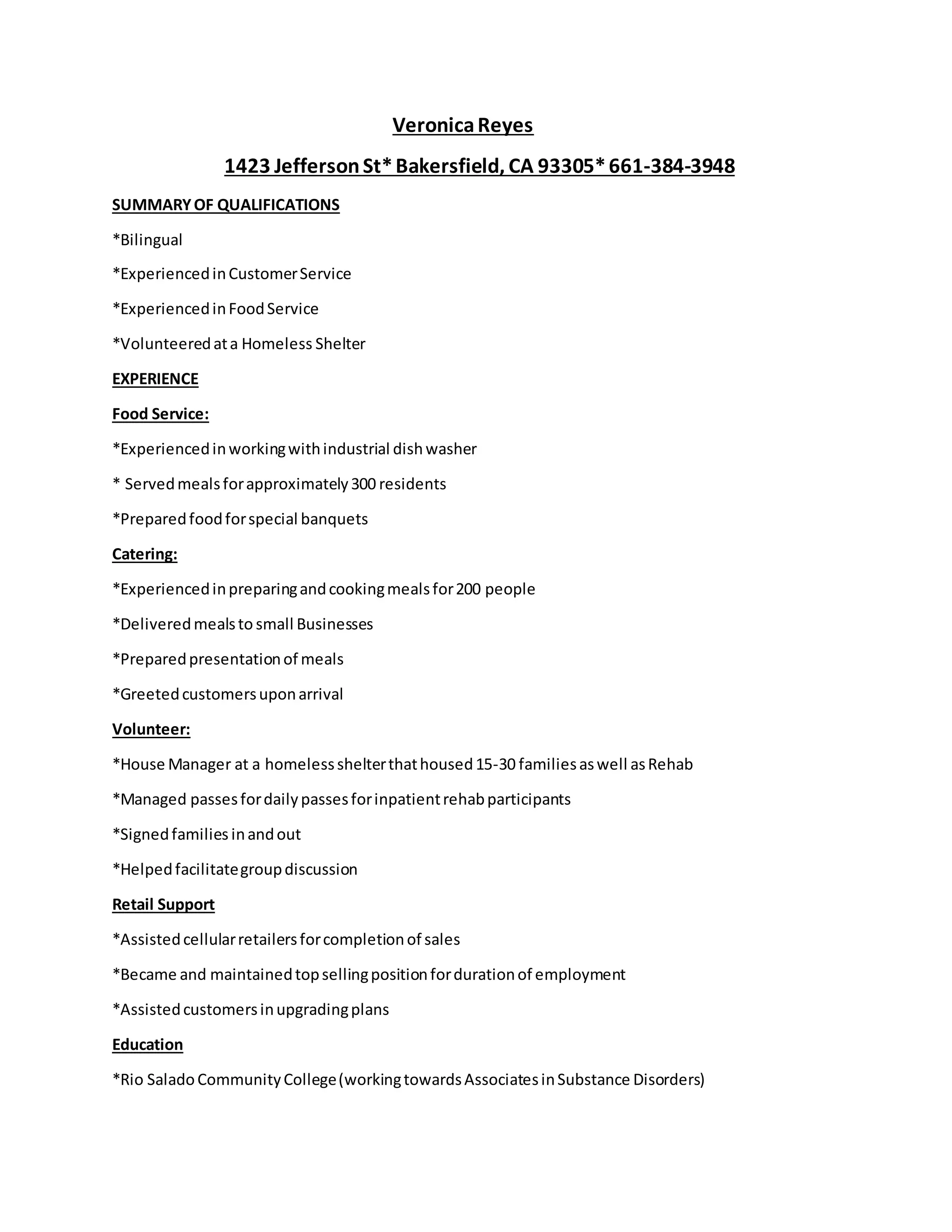 Veronica Resume | DOCX