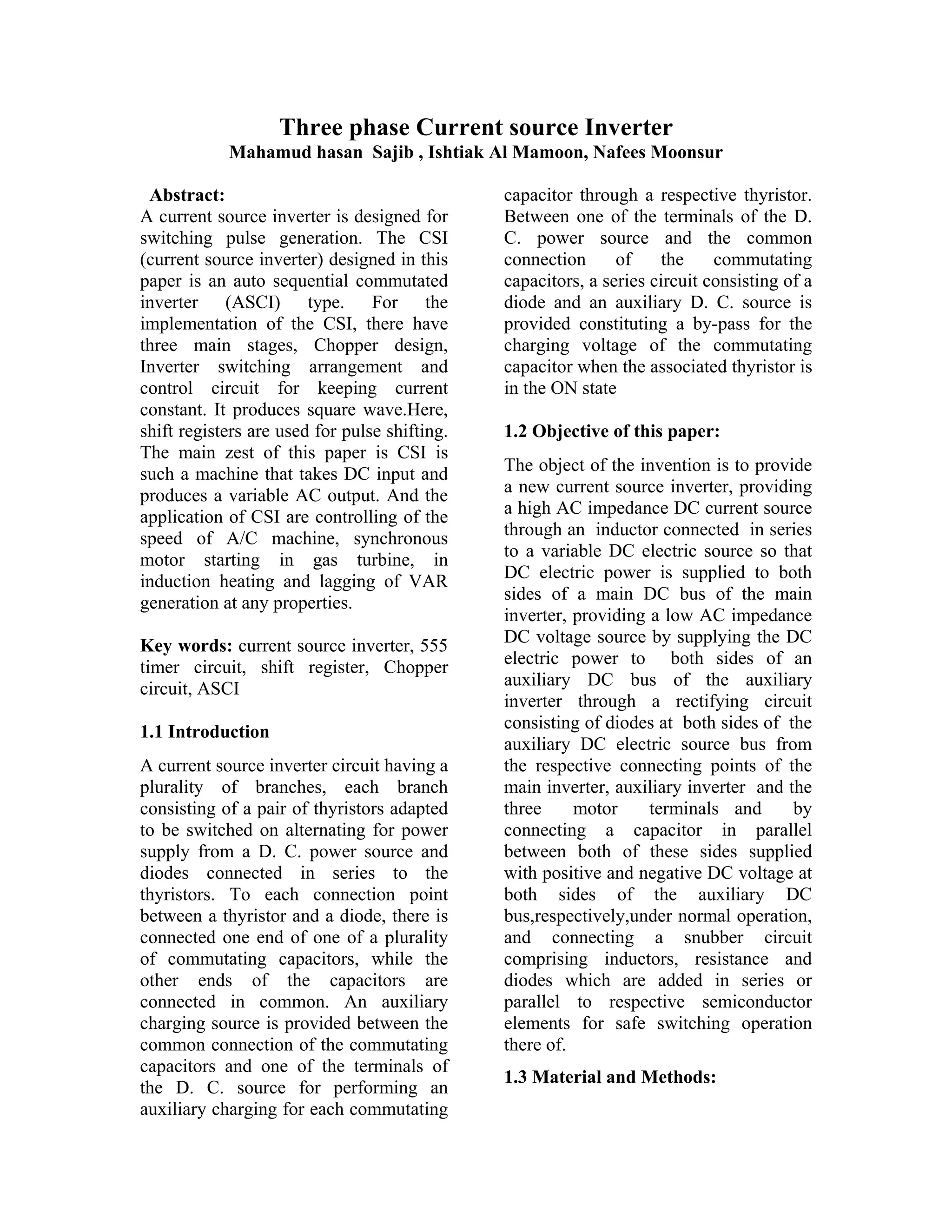 3 phase current source inverter | PDF