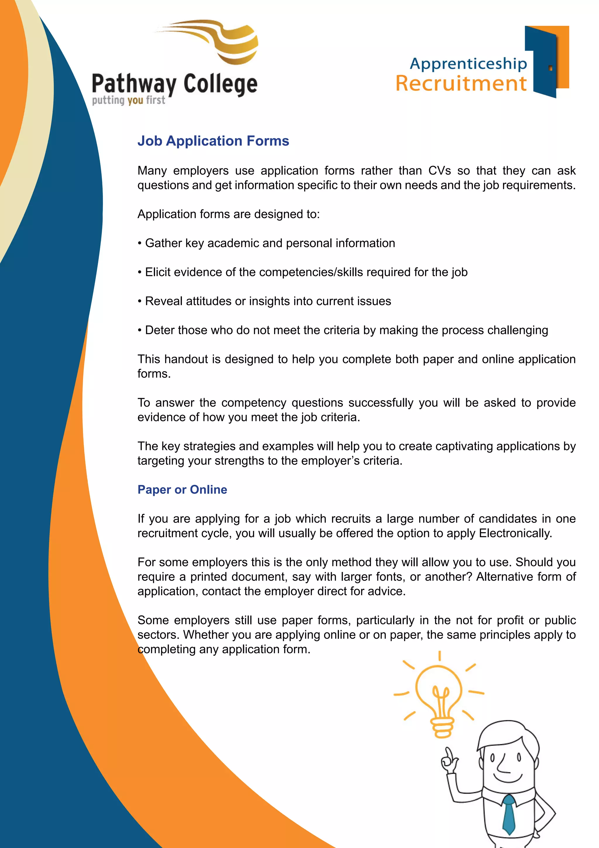 Job Application Form/Filling in Application Forms & Interview ...