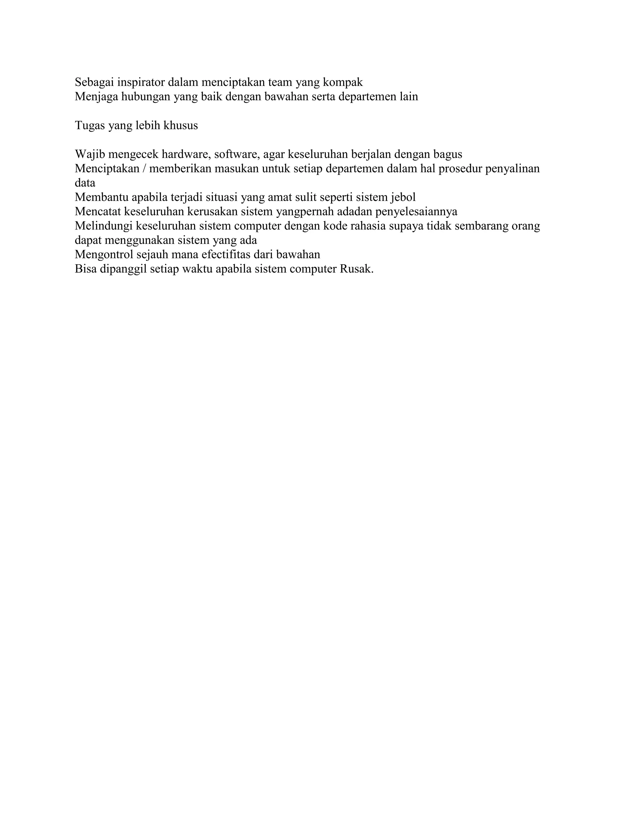 EDP/MIS manager Job Description | DOC