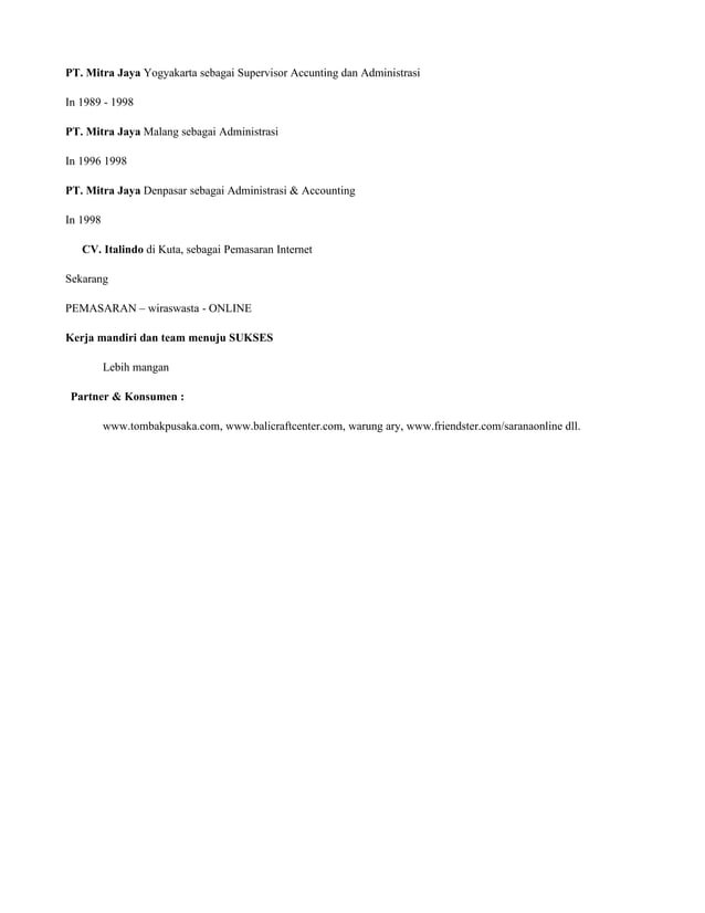 Daftar Riwayat Hidup Lia | PDF