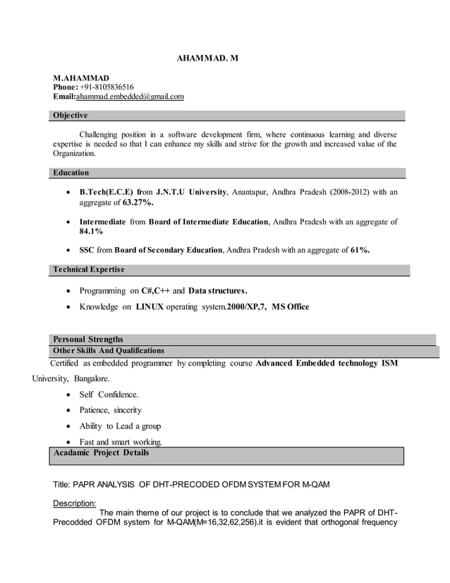 fresher resume | PDF