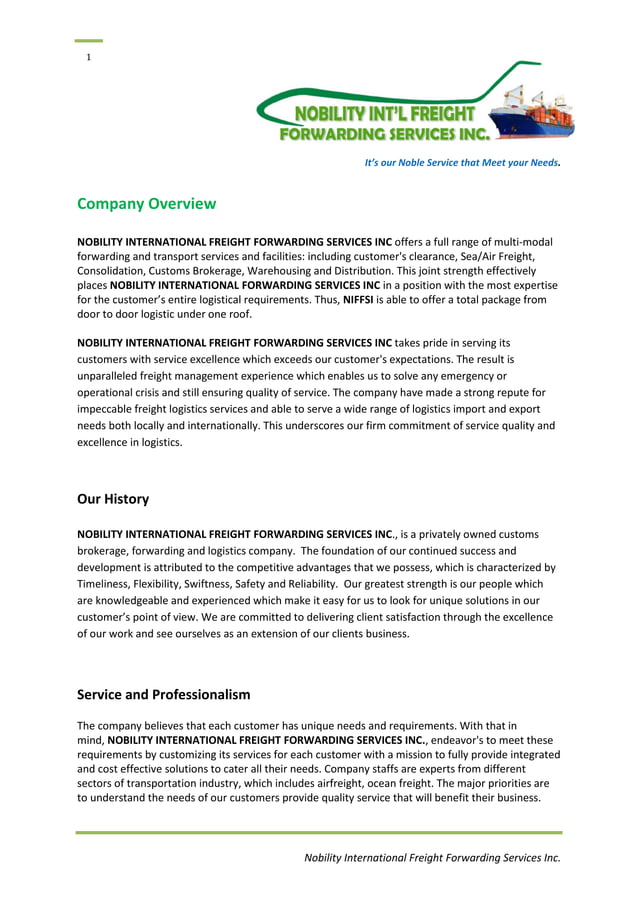 Nobility International Freight Forwarding Services Inc | PDF