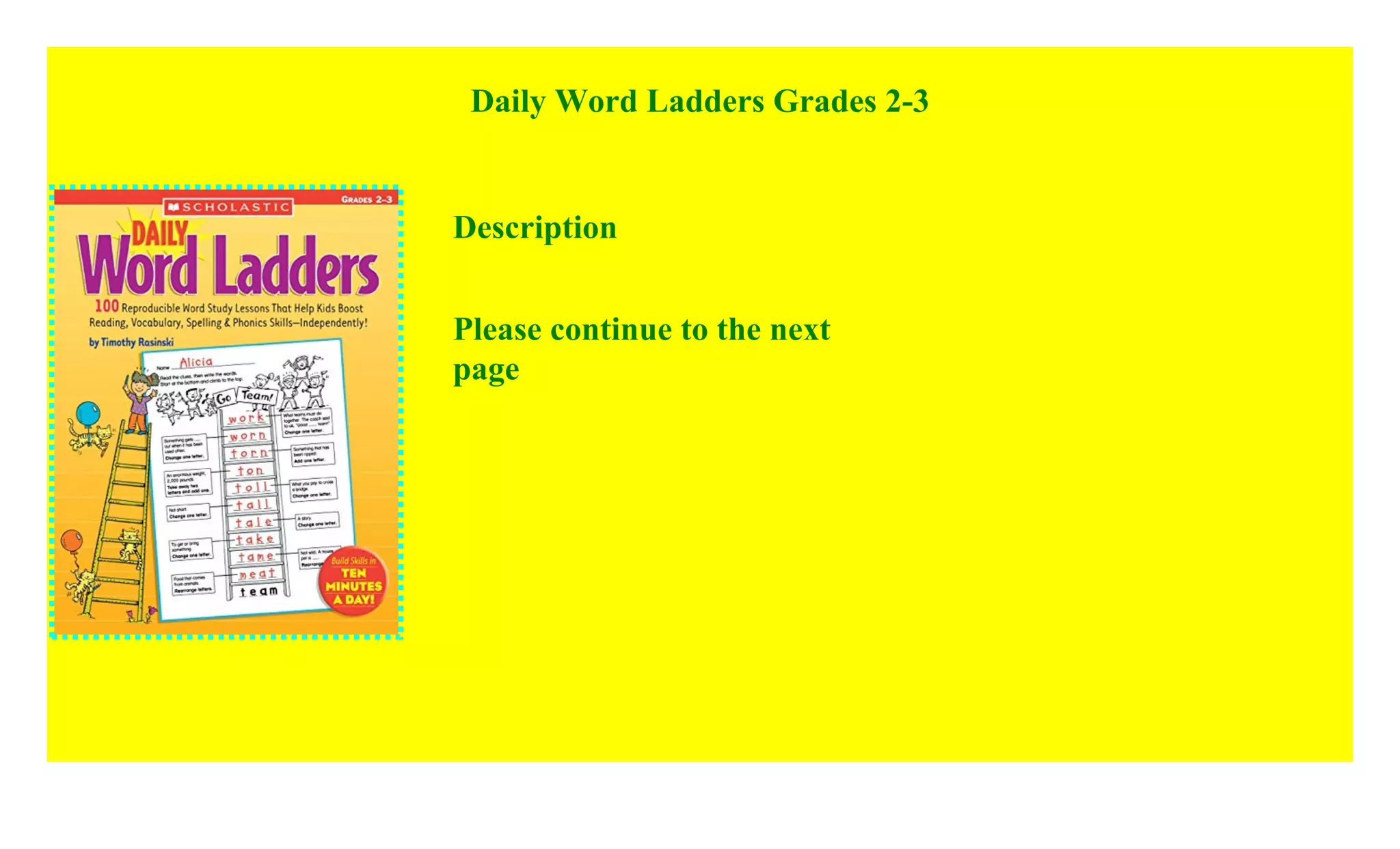 Daily Word Ladders Grades 2-3 ((P.D.F))^^@@ | PDF