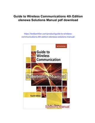 Guide to Wireless Communications 4th Edition olenewa Solutions Manual | PDF