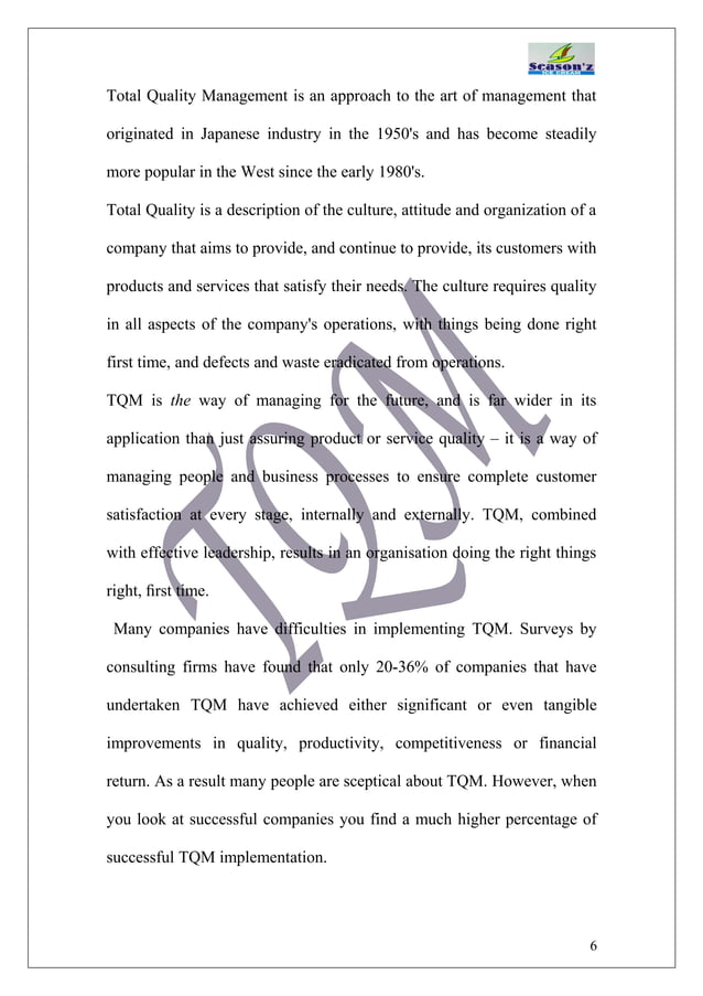 project-report-on-total-quality-management | DOC