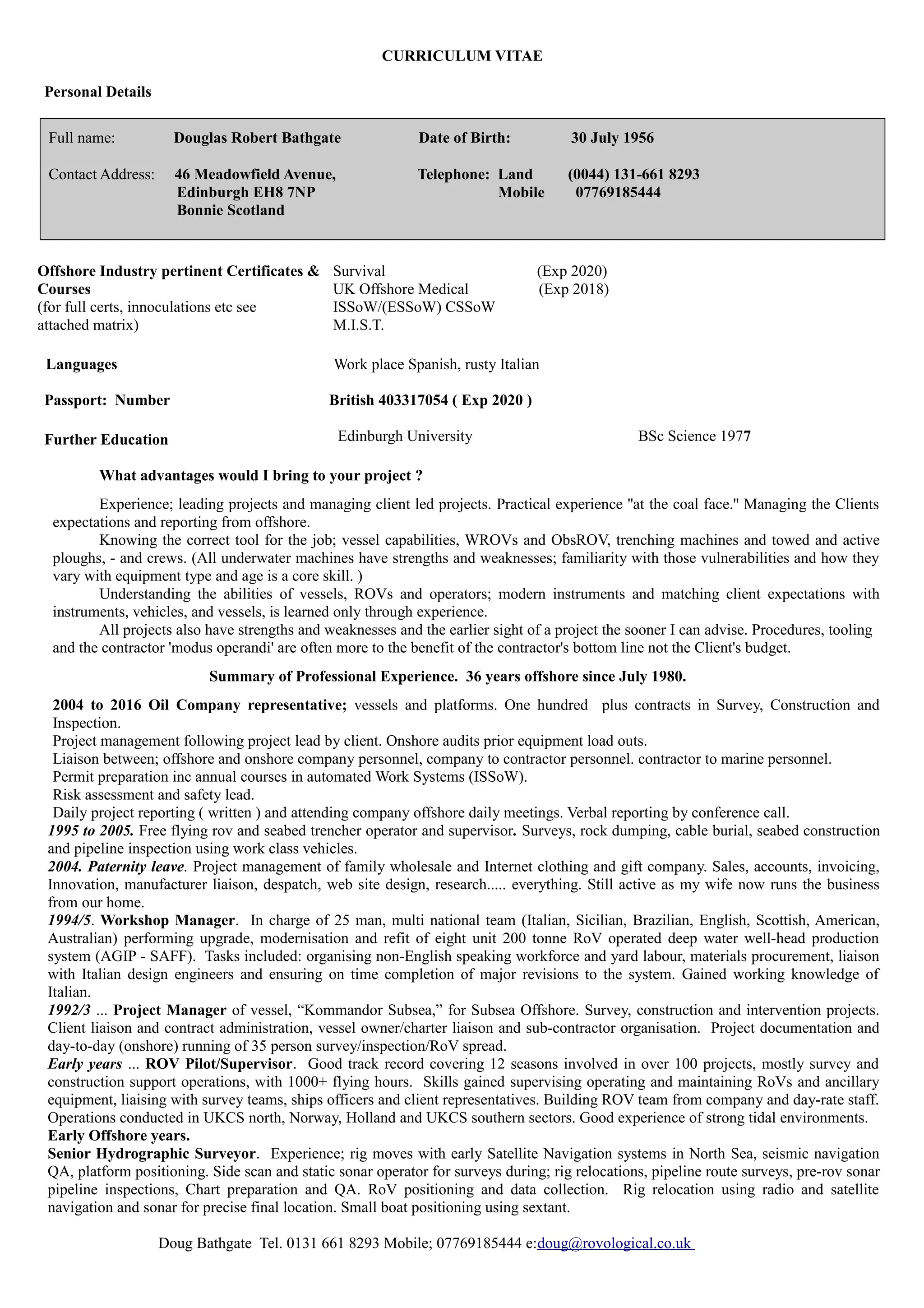Abbreviated CV May 2016 | PDF