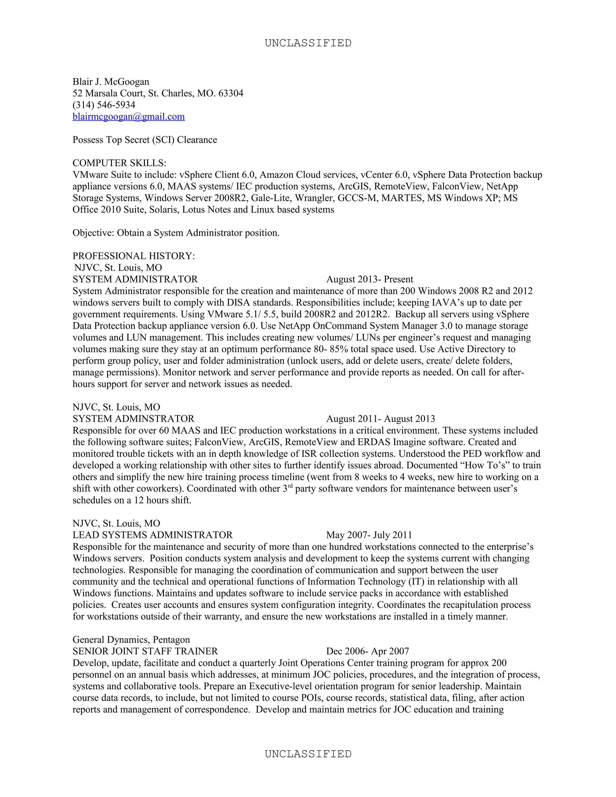 McGoogan Resume 2016 | DOC