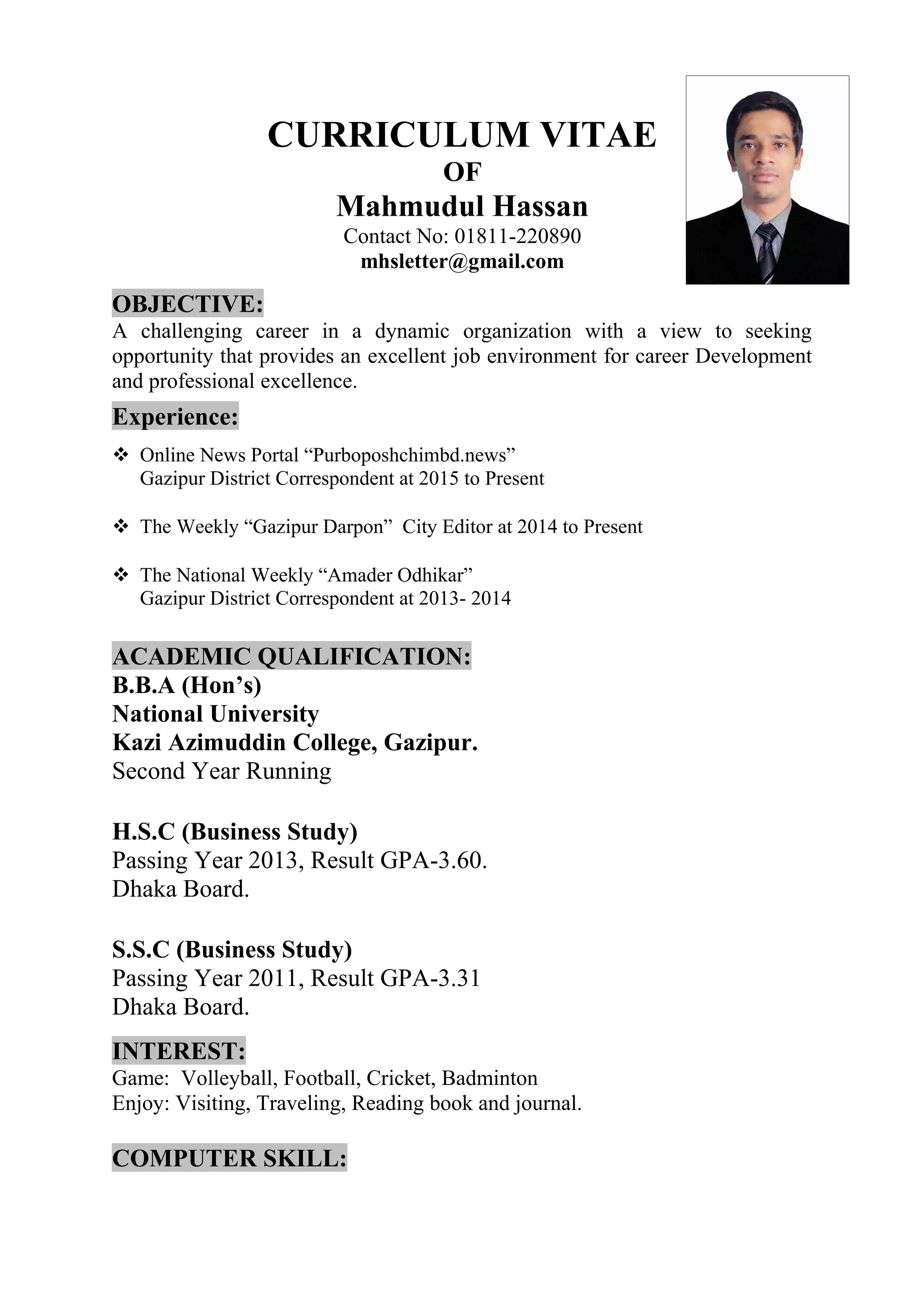 Mahmudul Hassan CV (3) | DOC