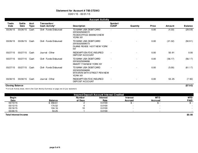 Mr. RJB, Jr.'s TD Ameritrade statements - March 2015 (06-18-2015)