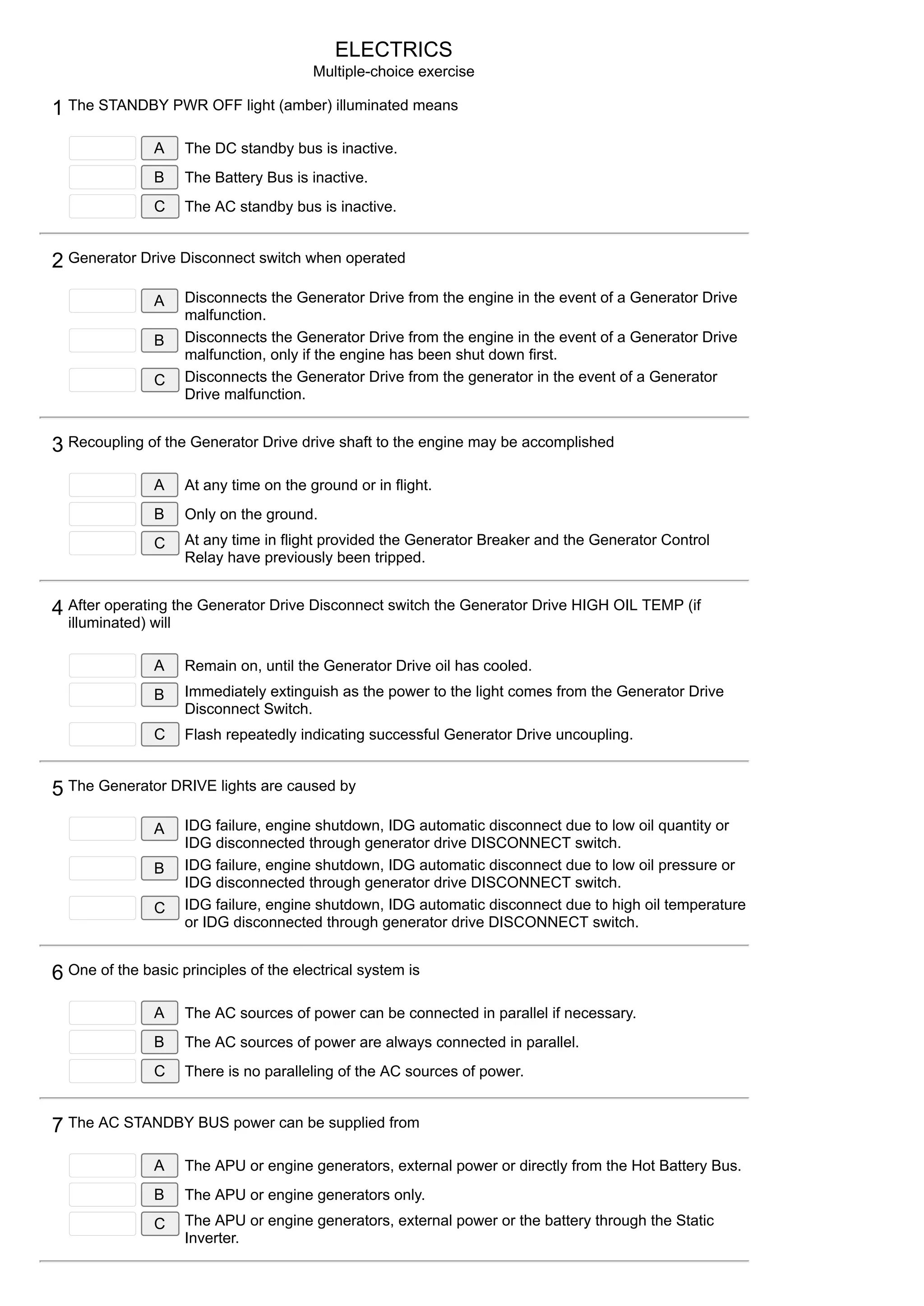 737 electrics quiz | PDF