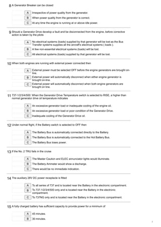 737 electrics quiz | PDF