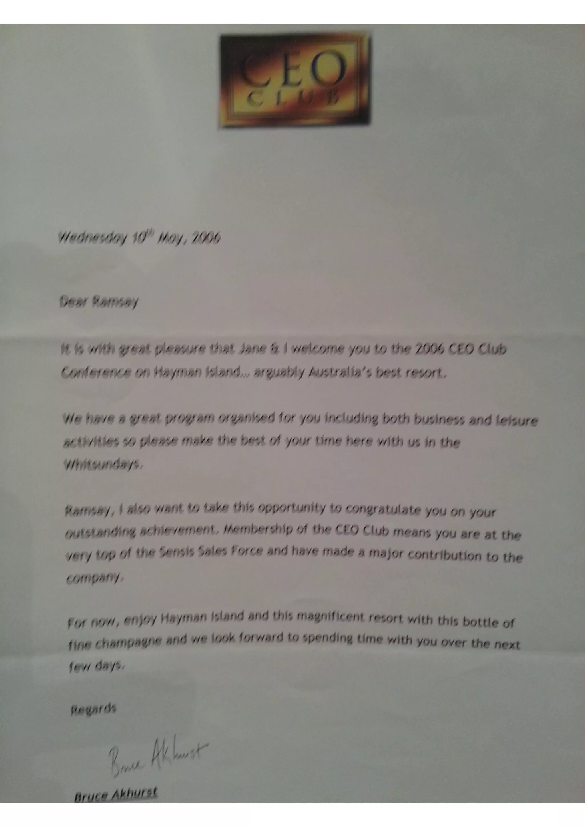 CEO CLUB (Letter of recognition) | PDF