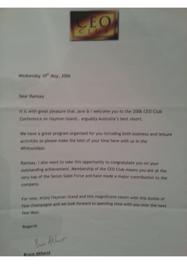 CEO CLUB (Letter of recognition) | PDF