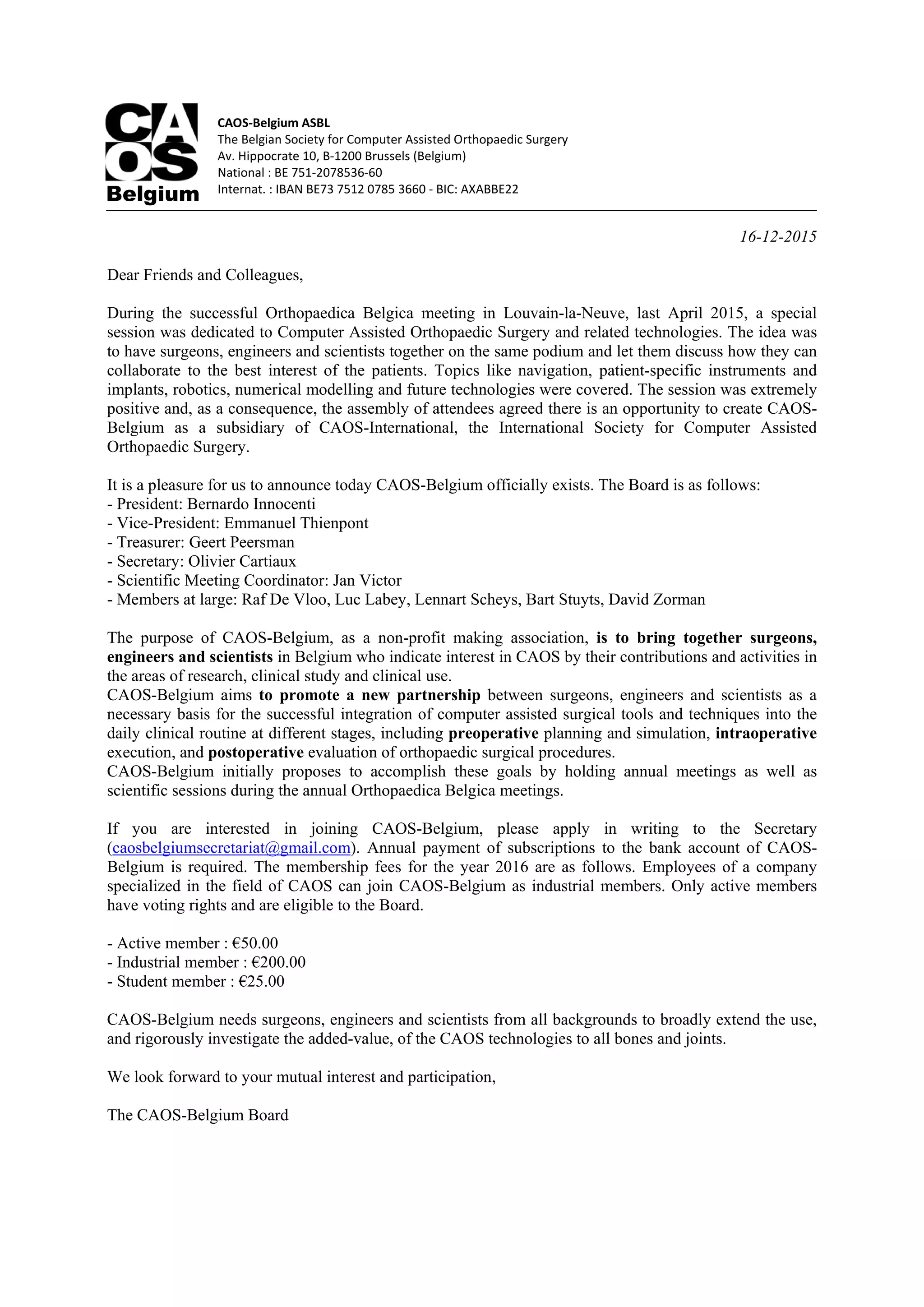 CAOS-Belgium invitation letter | PDF