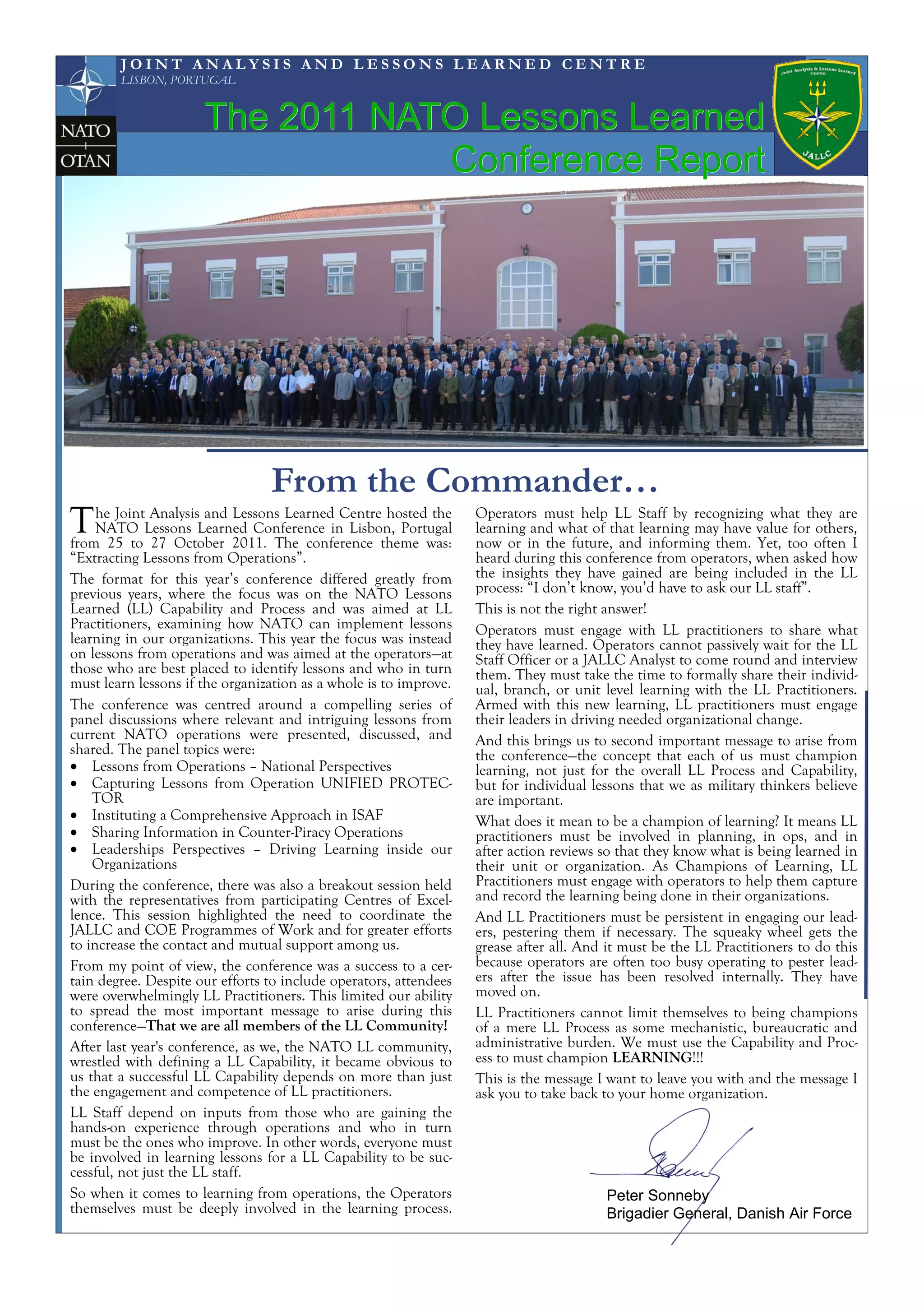 NATO LL Conference Report 2011 | PDF