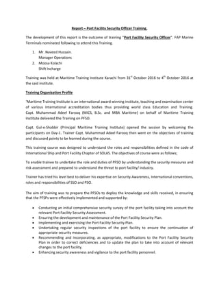 Report – Port Facility Security Officer Training | PDF