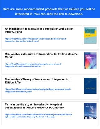 Measure and Integral An Introduction to Real Analysis 2nd Edition ...