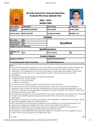 GPAT Score Card | PDF