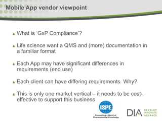 Mark Stevens presentation GxP Compliance for MHealth Applications | PPT