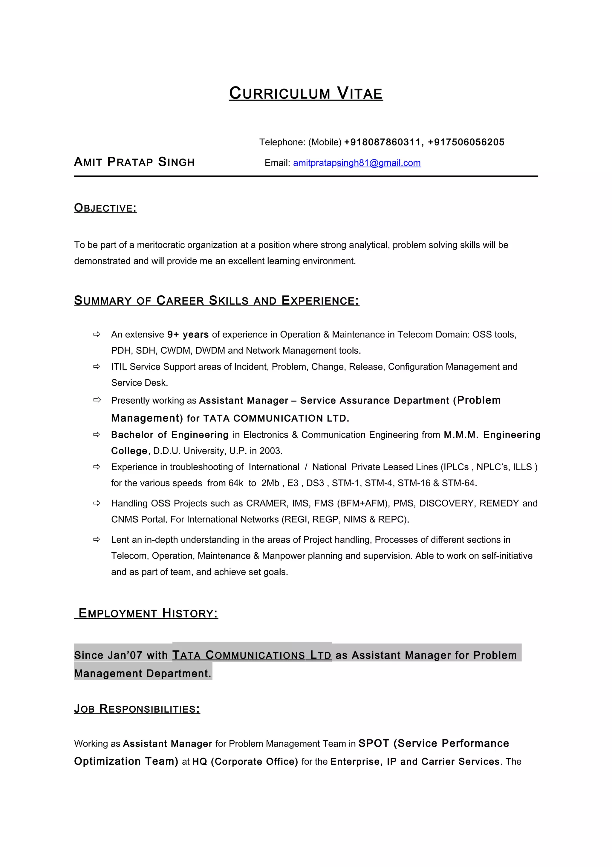 AMIT SINGH RESUME | PDF