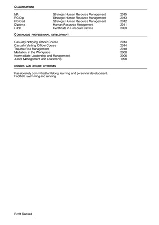 CV - Brett Russell MA Chartered MCIPD | PDF