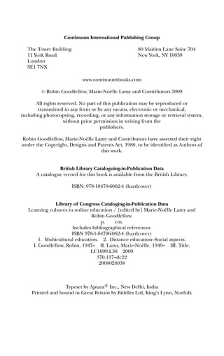 Learning Cultures In Online Education Continuum Studies In Education ...