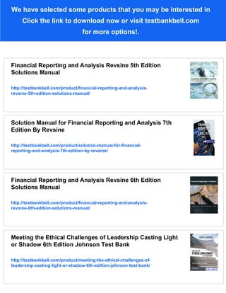 Solution Manual for Financial Reporting and Analysis 5th Edition by ...