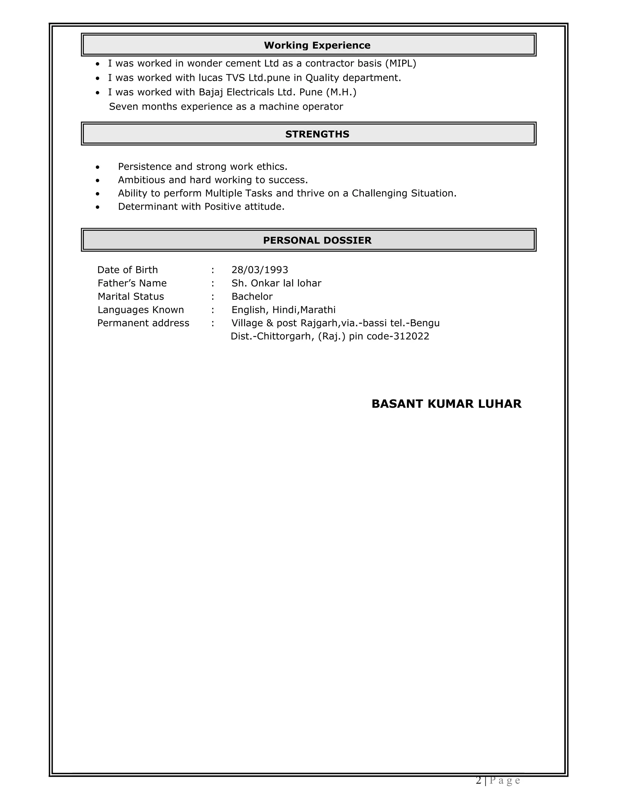 BASANT RESUME | PDF