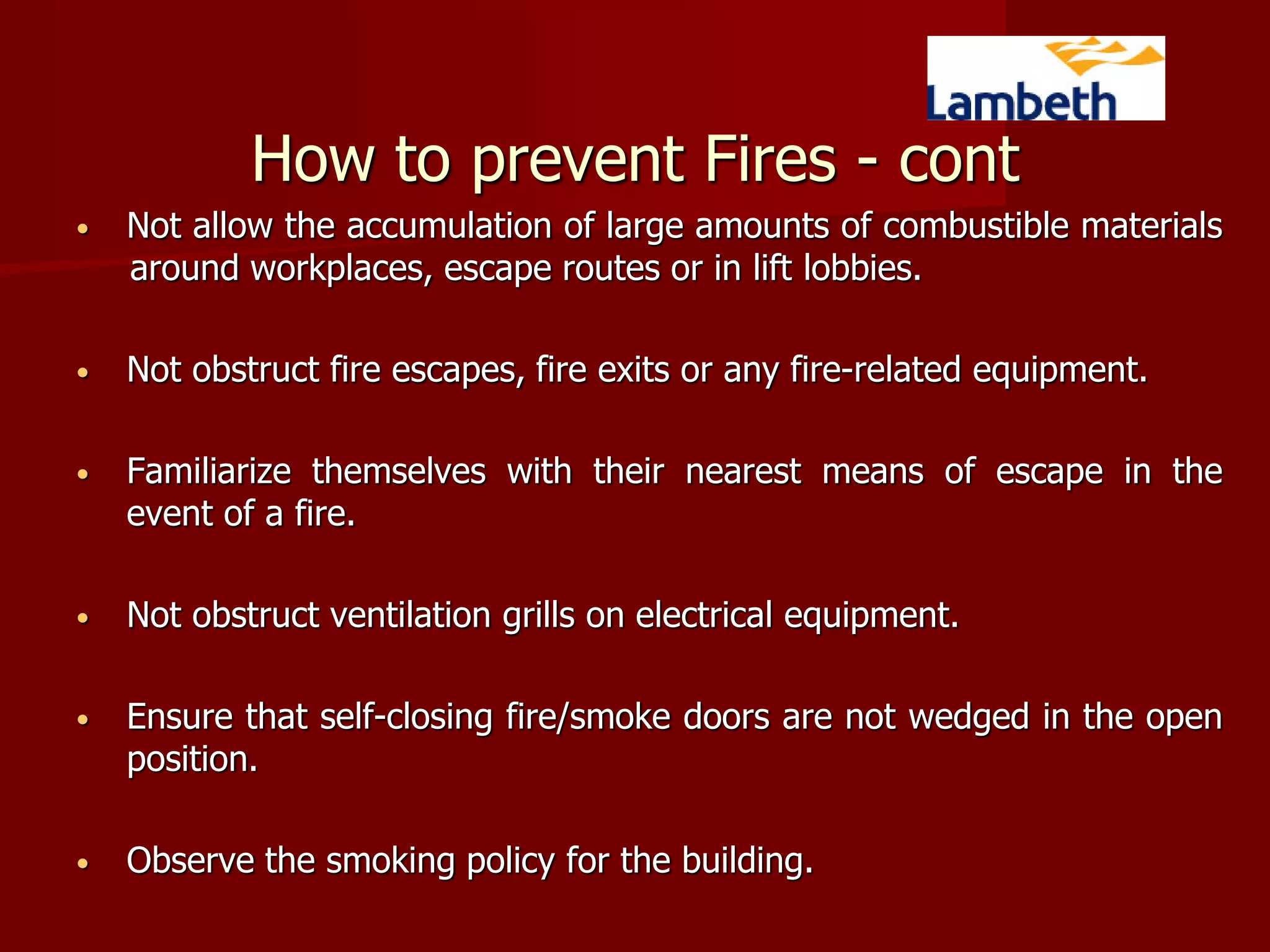 Fire Marshall Training for all Fire Marshalls in Lambeth Housing ...